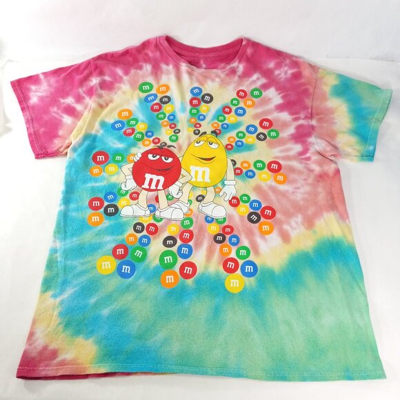 M&M'S | Tops | Tie Dye Tshirt Mm Red Yellow Candy Spiral Wm Lg 4244 Retro Hippie Tee | Poshmark
